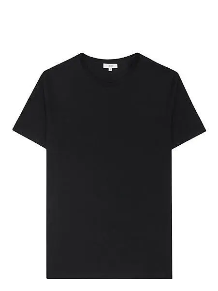 REISS Bless Crewneck Cotton-jersey T-shirt - Black