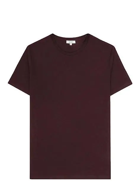 REISS Bless Crewneck Cotton-jersey T-shirt - Bordeaux