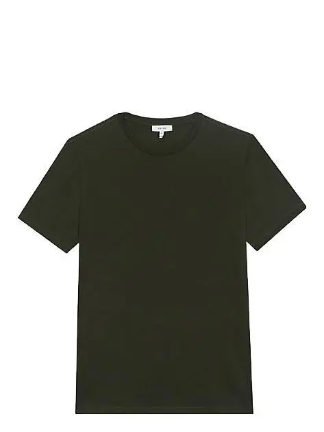 REISS Bless Crewneck Cotton-jersey T-shirt - Oxidised Green