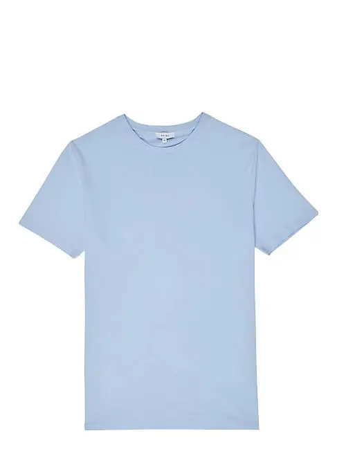 REISS Bless Crewneck Cotton-jersey T-shirt - Soft Blue