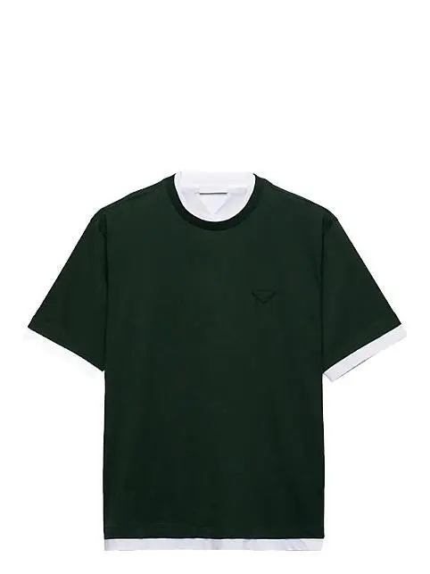 Prada Boxy-fit Layered Cotton T-shirt - Green