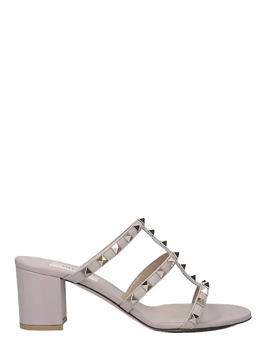 Valentino Garavani Rockstud Leather Sandals - Champagne