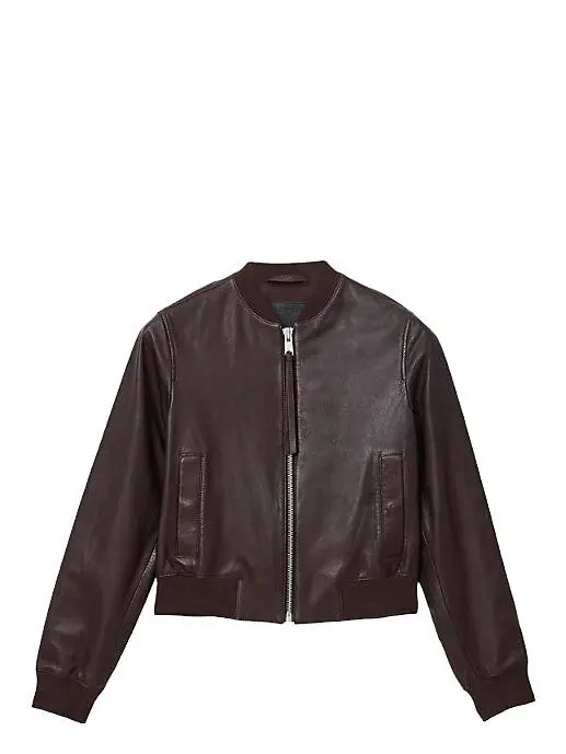 ALLSAINTS Orten Leather Bomber Jacket - Oxblood Red
