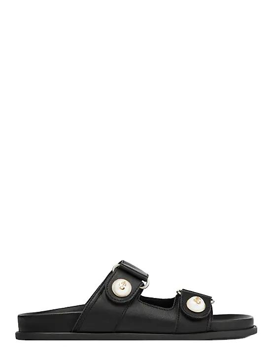 JIMMY CHOO Fayence Pearl-embellished Leather Sandals - Black