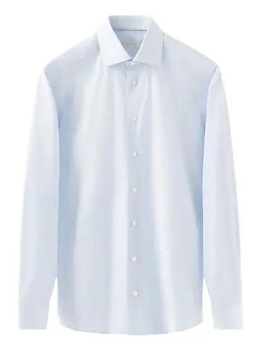 Eton Elevated-twill Contemporary-fit Cotton Shirt - Light Blue