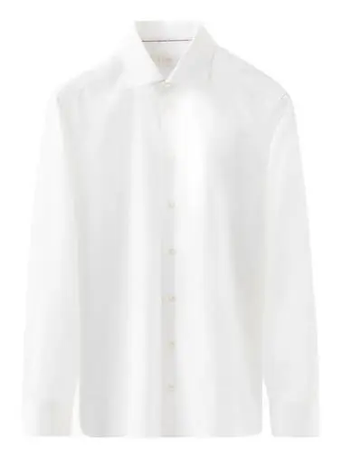 Eton Elevated-twill Contemporary-fit Cotton Shirt - White