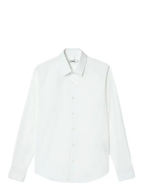 Sandro Classic-collar Slim-fit Stretch Cotton-blend Shirt - Naturels