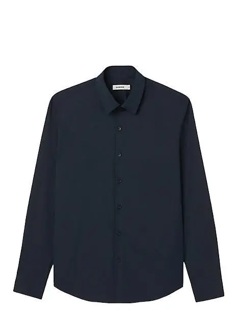 Sandro Classic-collar Slim-fit Stretch Cotton-blend Shirt - Noir / Gris