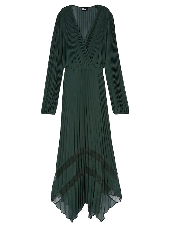 The Kooples Asymmetric-hem Pleated Maxi Dress - Wood Kaki