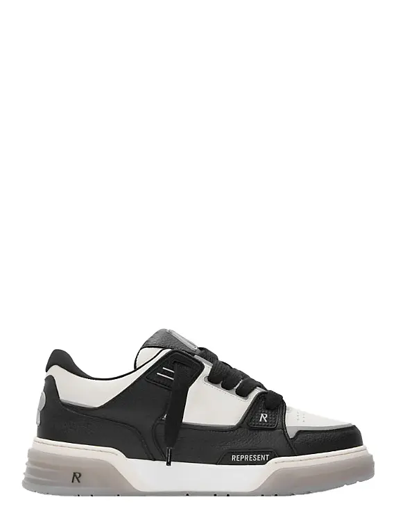 REPRESENT Studio Panelled Leather Mid-top Trainers - Blk/white