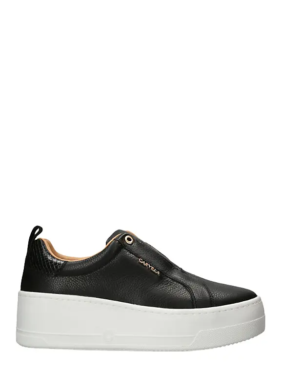 Carvela Connected Laceless Platform Leather Sneakers - Black
