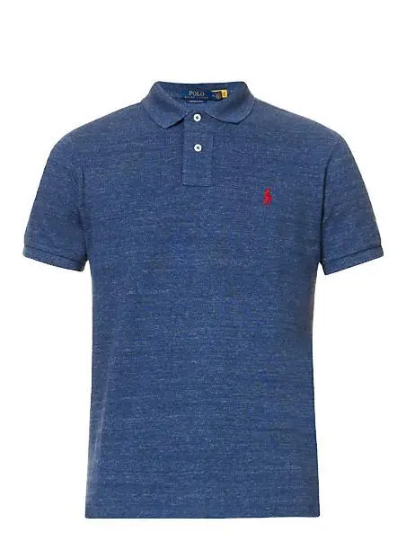 Polo Ralph Lauren Short-sleeved Logo-embroidered Custom-fit Cotton-piqué Polo Shirt Xxl - Classic Royal Heather