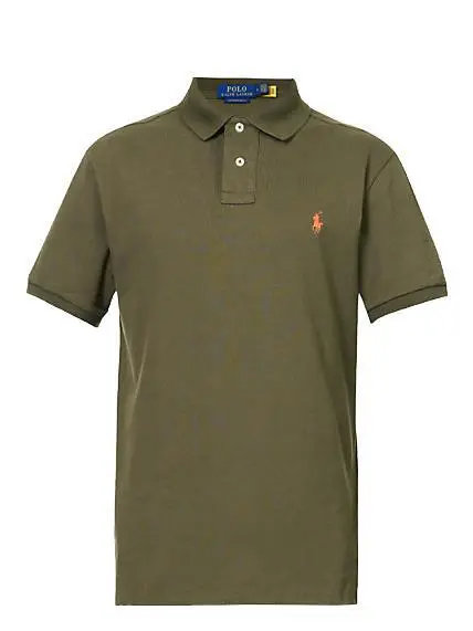 Polo Ralph Lauren Short-sleeved Logo-embroidered Custom-fit Cotton-piqué Polo Shirt Xxl - Defender Green