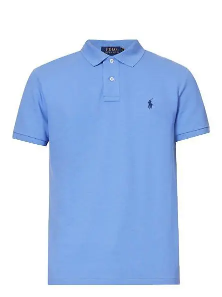 Polo Ralph Lauren Short-sleeved Logo-embroidered Custom-fit Cotton-piqué Polo Shirt Xxl - Harbor Island Blue