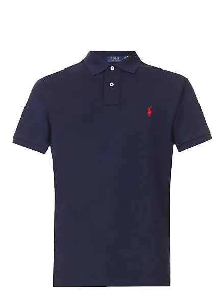 Polo Ralph Lauren Short-sleeved Logo-embroidered Custom-fit Cotton-piqué Polo Shirt Xxl - Newport Navy