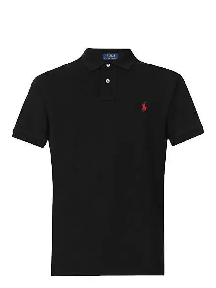 Polo Ralph Lauren Short-sleeved Logo-embroidered Custom-fit Cotton-piqué Polo Shirt Xxl - Polo Black
