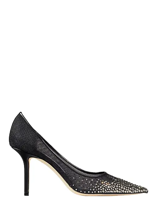 JIMMY CHOO Love 85 Crystal-embellished Mesh Pumps - Black/black