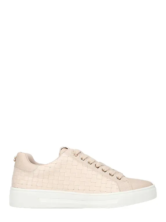 Carvela Faux-leather Woven Low-top Trainers - Taupe