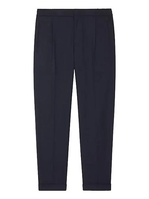 REISS Brighton Relaxed-fit Tapered Trousers - Navy