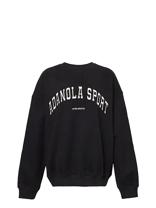 ADANOLA Logo-embroidered Relaxed-fit Sweatshirt - Black