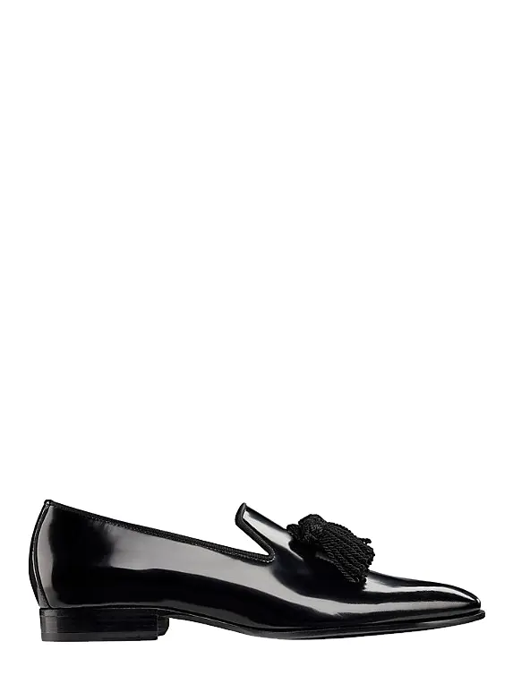 JIMMY CHOO Foxley Tassel Patent-leather Loafers - Black