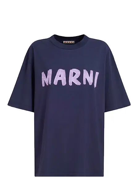 Marni Boxy-fit Logo-print T-shirt - Blublack