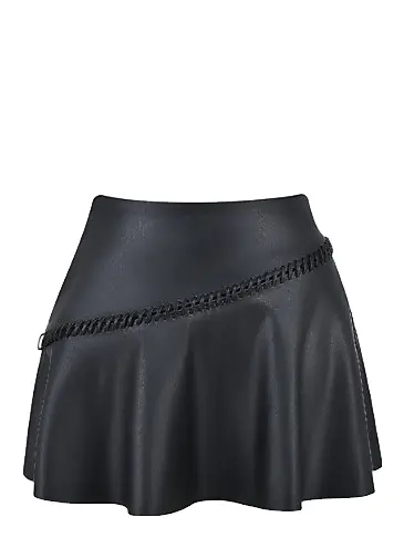 House Of Cb Nova Braided-trim Faux-leather Mini Skirt - Black