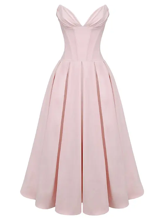 House Of Cb Plunge-neck Stretch-cotton Midi Dress - Ballerina Pink