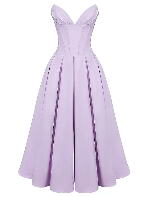 House Of Cb Plunge-neck Stretch-cotton Midi Dress - Orchid Twill