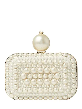 JIMMY CHOO Micro Cloud Pearl And Crystal-embellished Clutch - White/white
