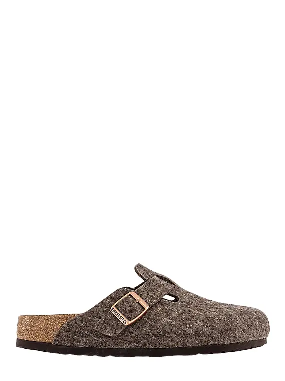 BIRKENSTOCK Boston Buckle Wool Clogs - Cocoa