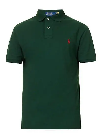 Polo Ralph Lauren Short-sleeved Logo-embroidered Slim-fit Cotton-piqué Polo Shirt - College Green