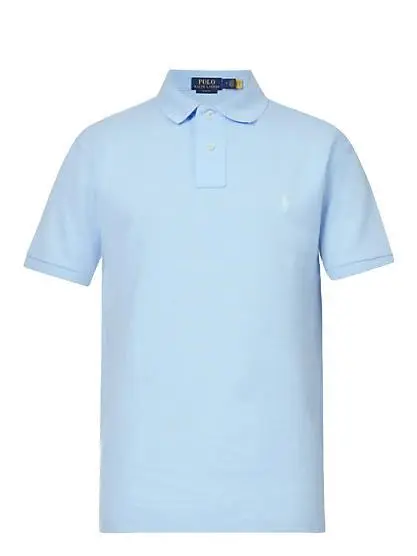 Polo Ralph Lauren Short-sleeved Logo-embroidered Slim-fit Cotton-piqué Polo Shirt - Elite Blue