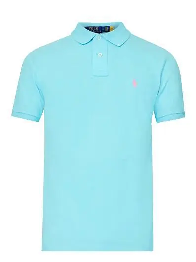 Polo Ralph Lauren Short-sleeved Logo-embroidered Slim-fit Cotton-piqué Polo Shirt - French Turquoise