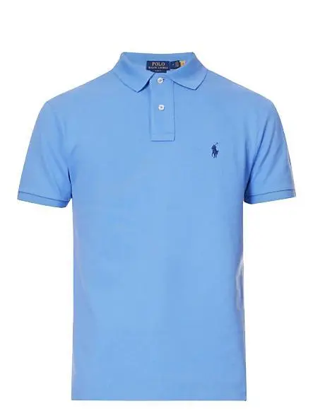 Polo Ralph Lauren Short-sleeved Logo-embroidered Slim-fit Cotton-piqué Polo Shirt - Harbor Island Blue