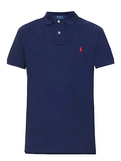 Polo Ralph Lauren Short-sleeved Logo-embroidered Slim-fit Cotton-piqué Polo Shirt - Newport Navy