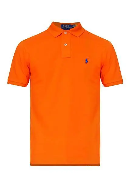 Polo Ralph Lauren Short-sleeved Logo-embroidered Slim-fit Cotton-piqué Polo Shirt - Sailing Orange