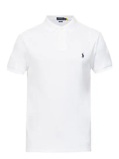 Polo Ralph Lauren Short-sleeved Logo-embroidered Slim-fit Cotton-piqué Polo Shirt - White