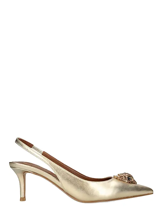 Kurt Geiger Eagle-embellishment Leather Slingback Courts - Gold