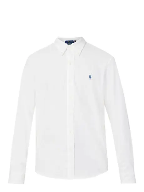 Polo Ralph Lauren Long-sleeved Logo-embroidered Slim-fit Cotton Shirt Xxl - White