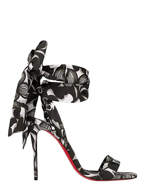 CHRISTIAN LOUBOUTIN Sandale Du Desert 100 Satin Heeled Sandals - Black/white