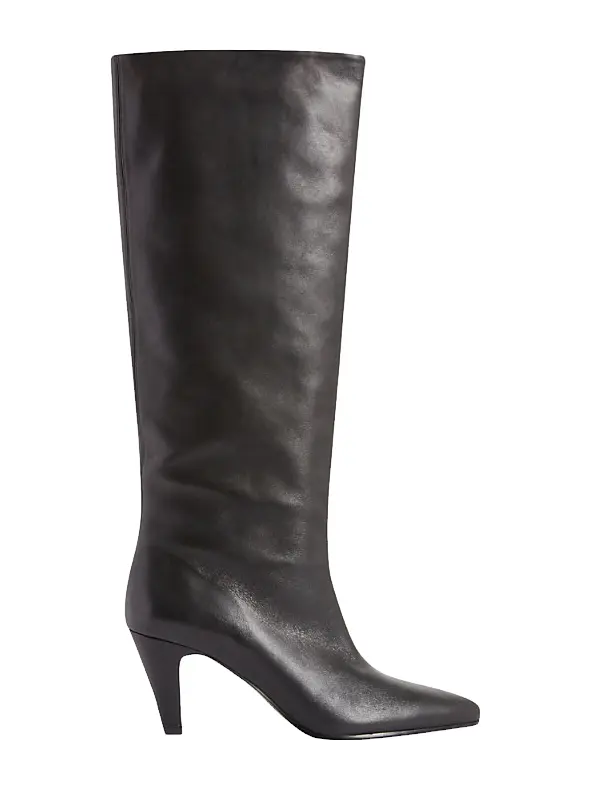Claudie Pierlot Pointed-toe Leather Knee-high Boots - Noir / Gris