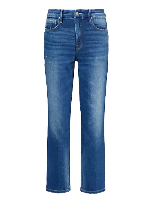 Good American Contrast-stitch Straight-leg High-rise Stretch-denim Jeans - Indigo271