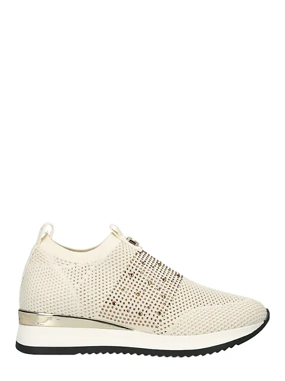 Carvela Janeiro 2 Crystal-embellished Knitted Trainers - Bone