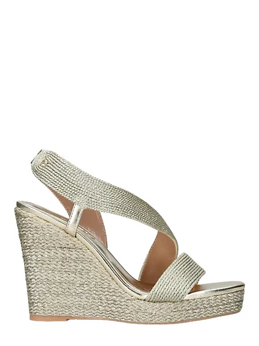 Carvela C-stud Micro-rope Woven Wedges - Gold