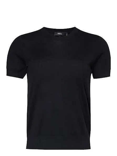 Theory Wool-blend Knitted T-shirt - Black - 001