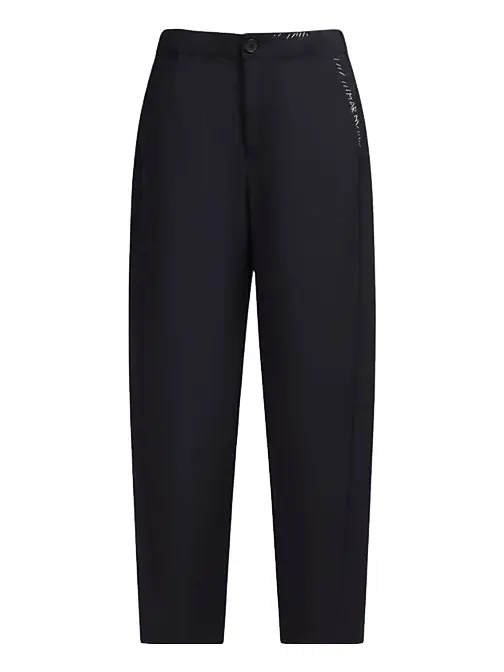 Marni Logo-embroidered Wool Trousers - Blueblack