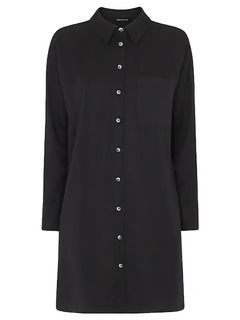Whistles Helena Button-through Woven Mini Dress - Black