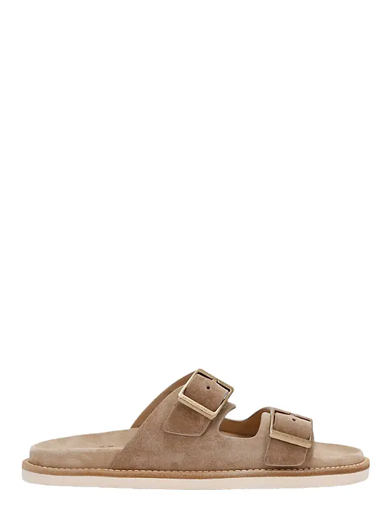 Brunello Cucinelli Two-strap Suede Sandals - Beige Comb