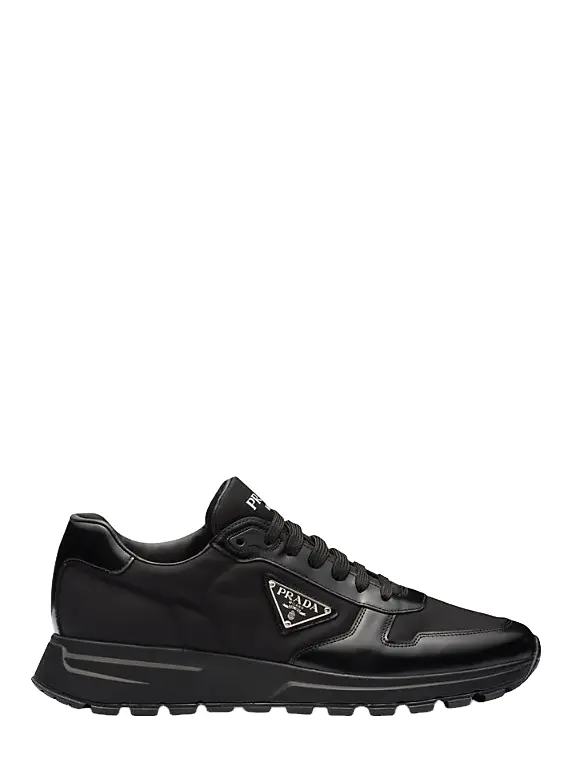 Prada Leather And Nylon Low-top Trainers - Black
